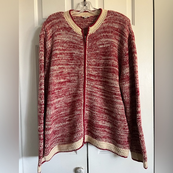 J. Jill | Sweaters | J Jillbeautiful Woven Oversized Red White Zip ...